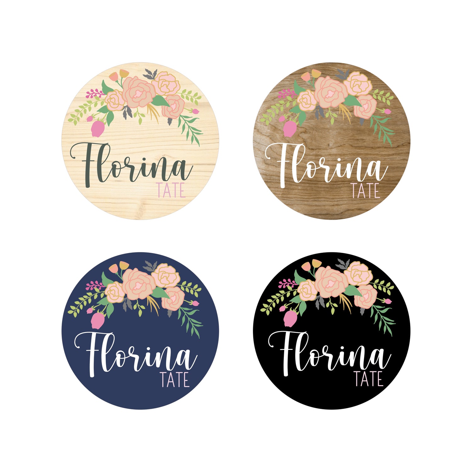 Florina Custom Floral Name Sign – Mockingbird and Fox